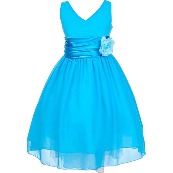 Bny Corner | Dresses | Flower Girl Chiffon Dress 82 V Neck Tea Length ...